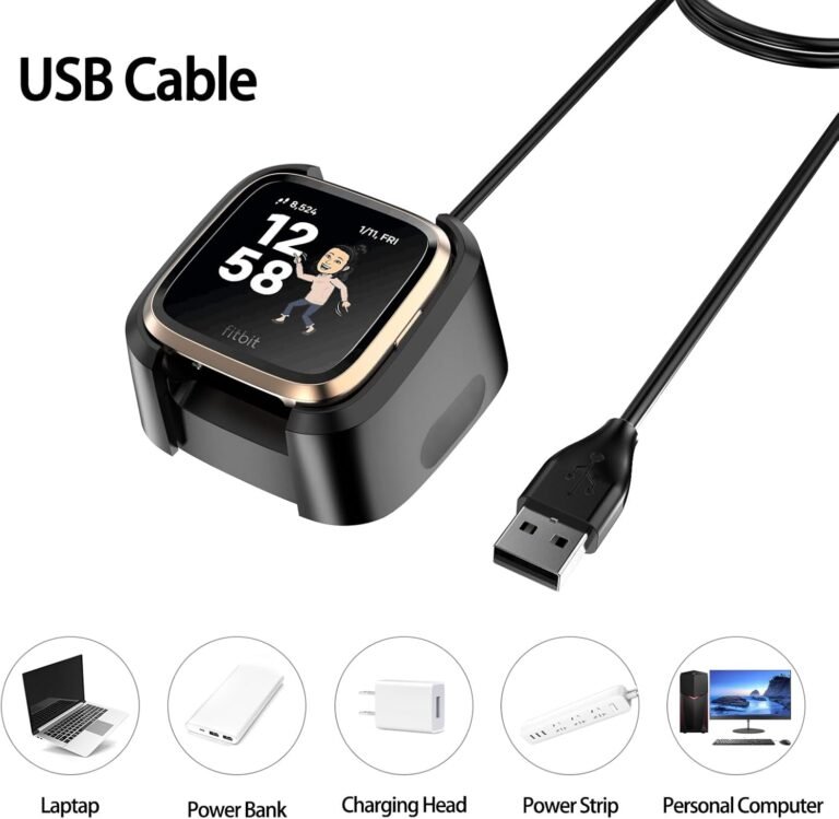 For Fitbit Versa / Versa Lite USB Charging Cable Power Charger Dock ...