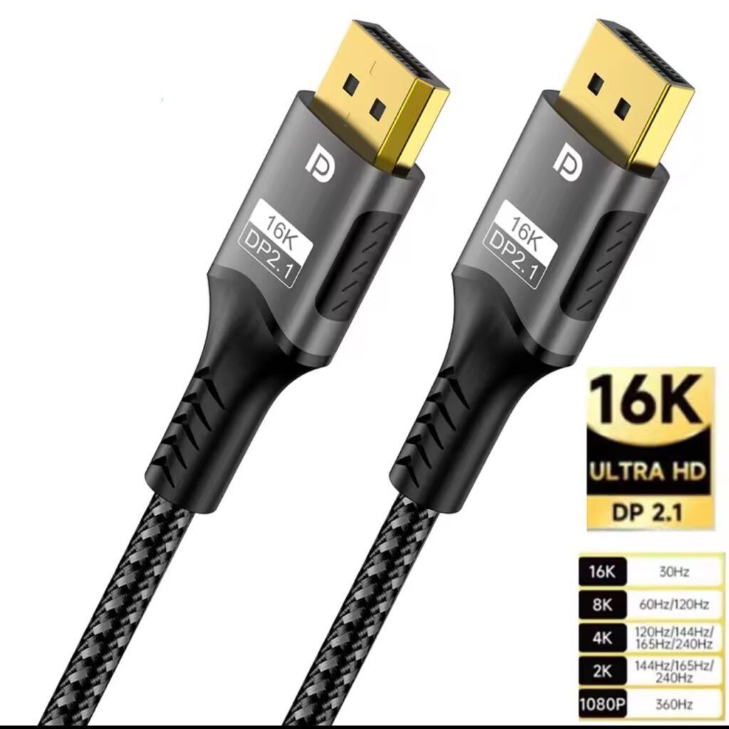 Display Port Cable 8K @ 120Hz 4K @ 240Hz 80Gbps HRD Video Audio Cable 1M 2M